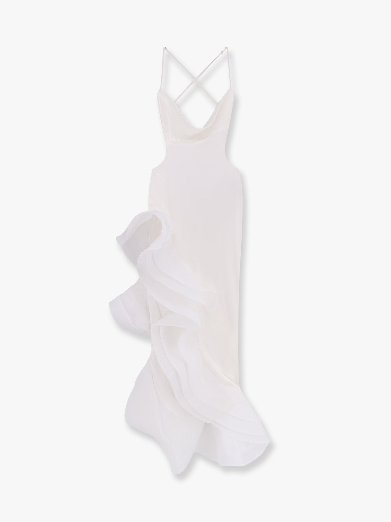 Kailtin satin long dress with volant RETROFETE - Nugnes1920